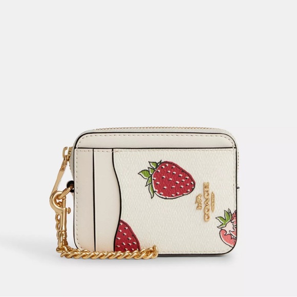 Coach | Bags | Coach Strawberry Print Zip Card Case | Poshmark